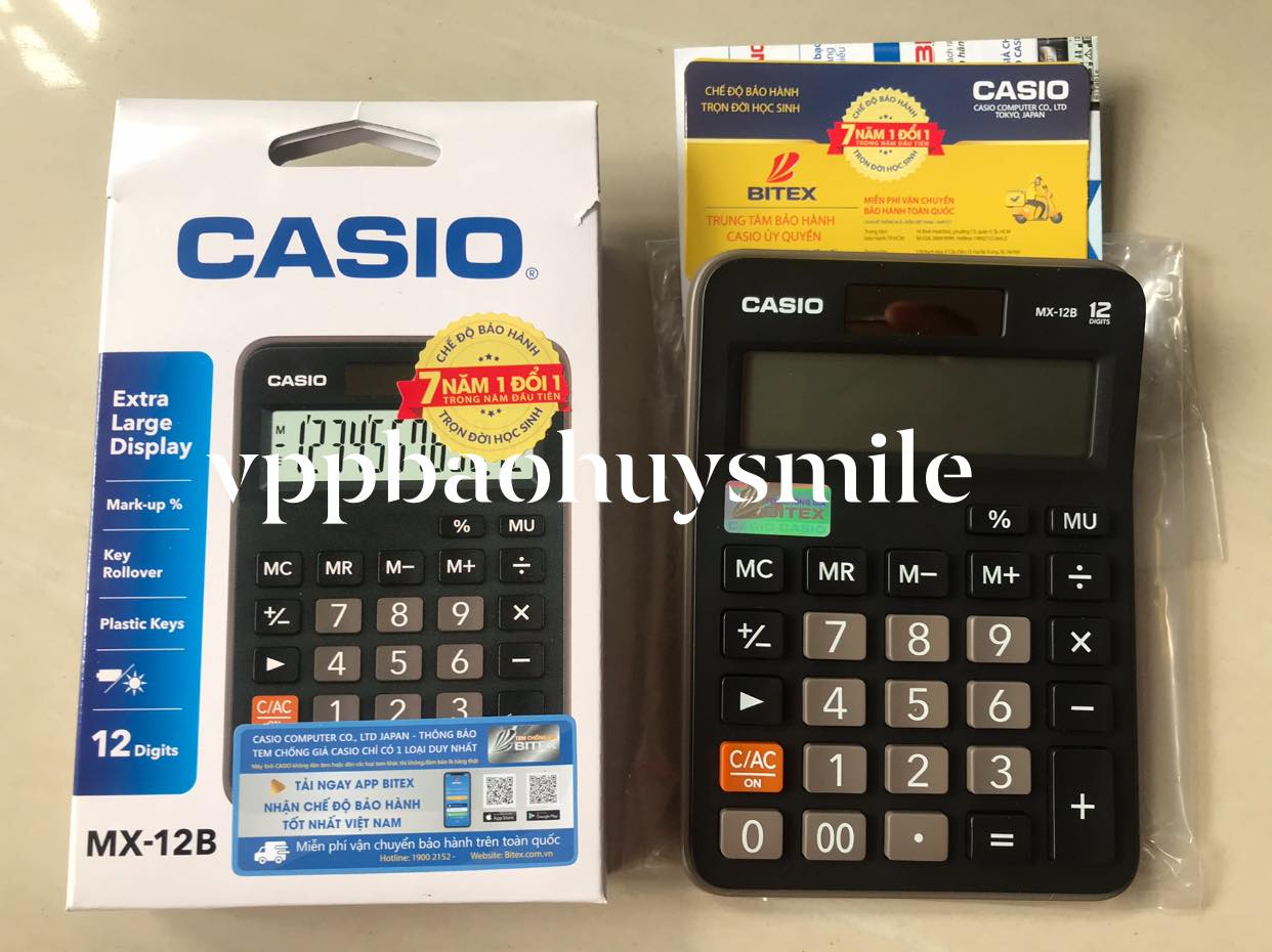 Máy tính Casio MX-12B "12 Số" (10,6cm*14,7cm) "Chính Hãng" - Văn Phòng ...